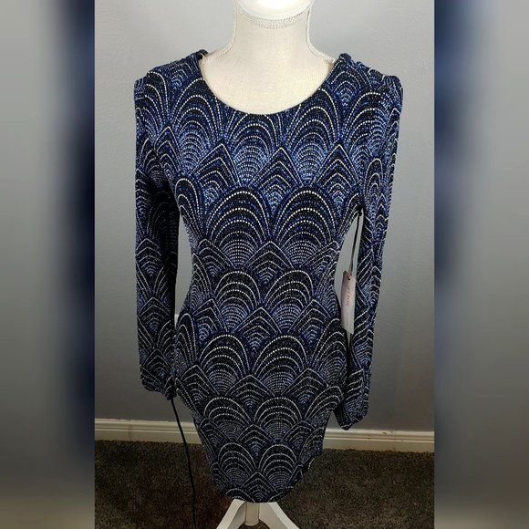 Iris Basic | Dresses | Nwt Iris Basic Blue Sequin Dress | Poshmark